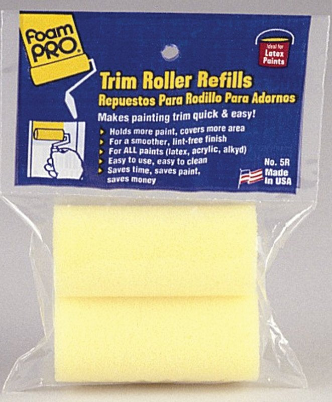 Foampro 5R Trim Roller Refill, 1-3/8 in Thick Nap, 3 in L, Foam Cover – Shell Lumber and Hardware