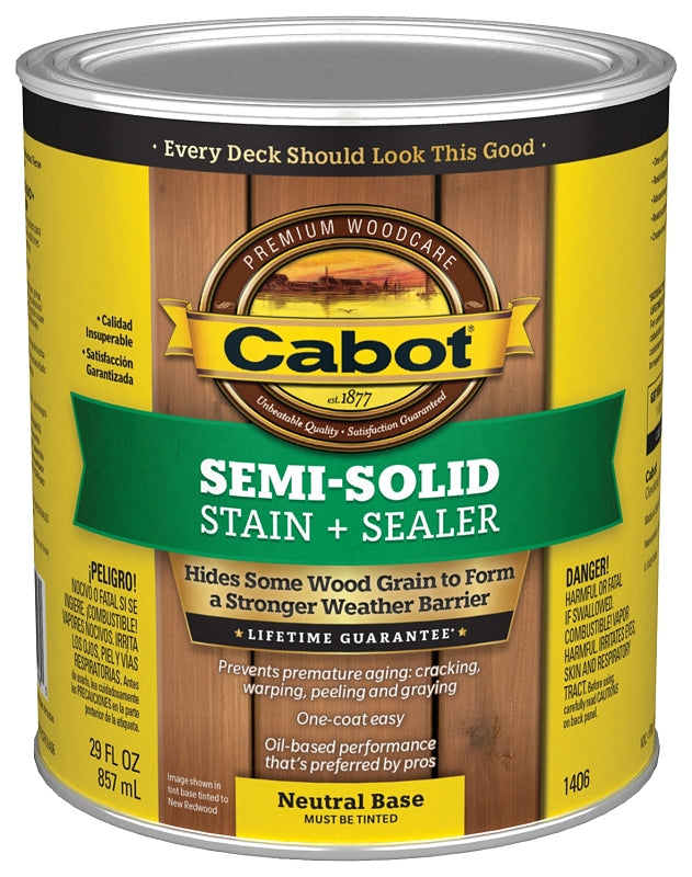 Cabot 1400 Series 140.0001406.005 Exterior Stain, Semi-Solid, Neutral – Shell Lumber and Hardware