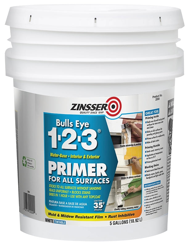 Zinsser 02000 Primer, 450 sq-ft/gal Coverage Area, White, 5 gal – Shell Lumber and Hardware