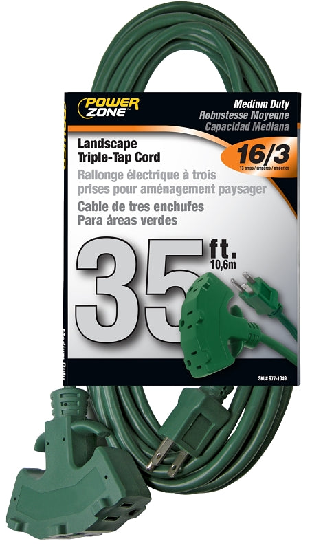 PowerZone OR605627 Extension Cord, 16 AWG Cable, 35 ft L, 125 V, Green – Shell Lumber and Hardware