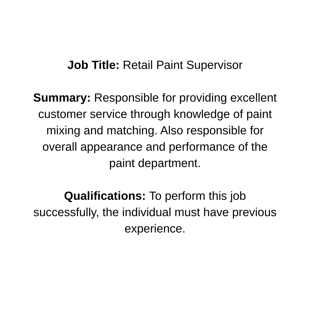 Retail Paint Supervisor – Shell Lumber and Hardware