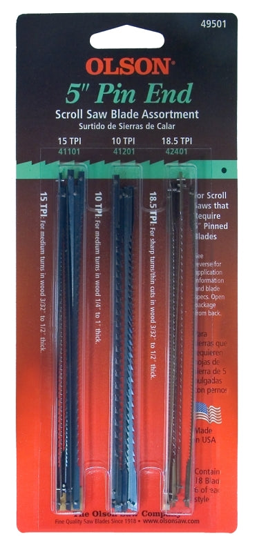 Olson FR49501 Pin End Blade Assortment, Regular Teeth, 5 in L – Shell ...