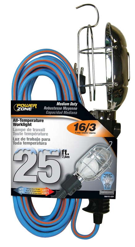 PowerZone ORTL020625 Work Light with Metal Guard, 12 A, 125 V, Incande ...
