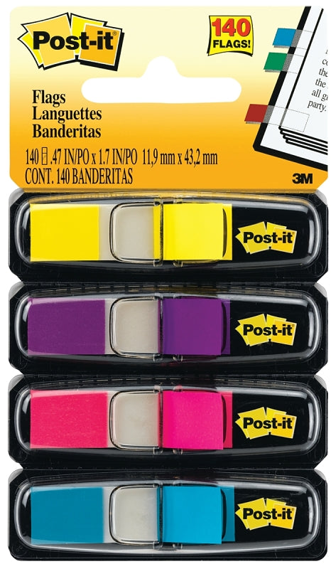 Post-it 683-4AB Flag, 1.7 in L, 0.47 in W, Blue/Pink/Purple/Yellow ...