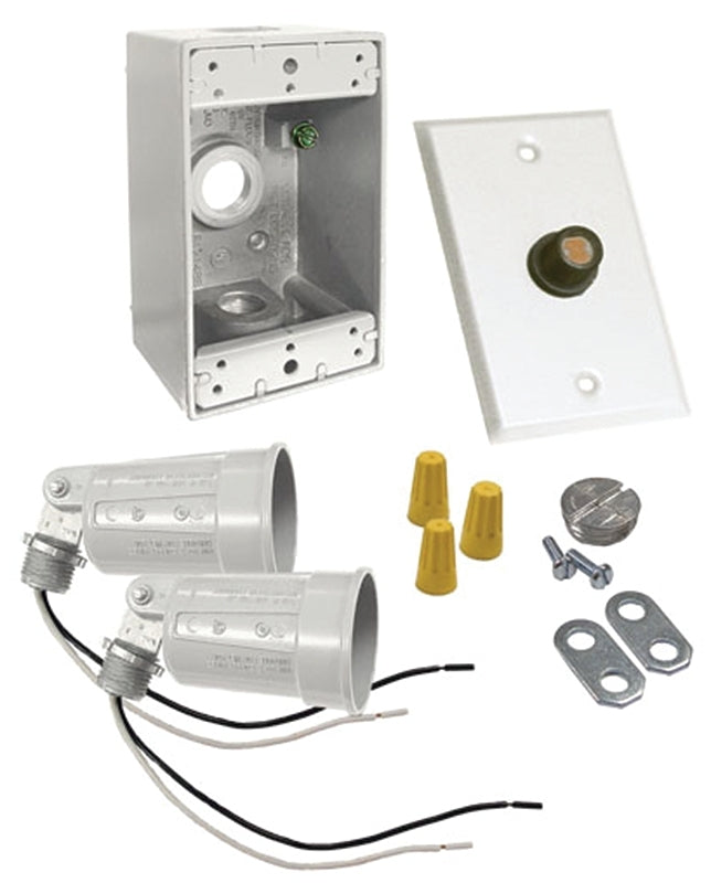 Hubbell 5883-6 Flood Light Kit, Dusk-to-Dawn, Metal, White, For: 2-Lam ...