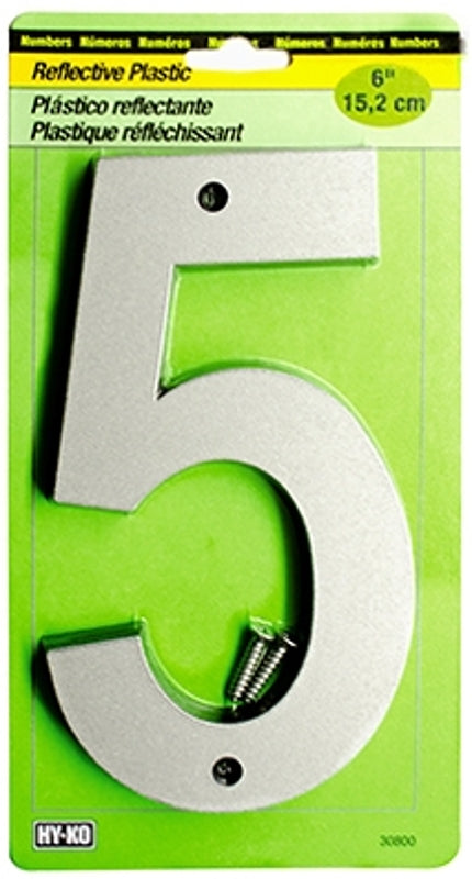 Hy-Ko 30800 Series 30805 Reflective House Number, Character: 5, 6 in H ...