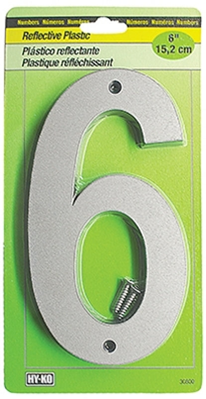 Hy-Ko 30800 Series 30806 Reflective House Number, Character: 6, 6 in H ...