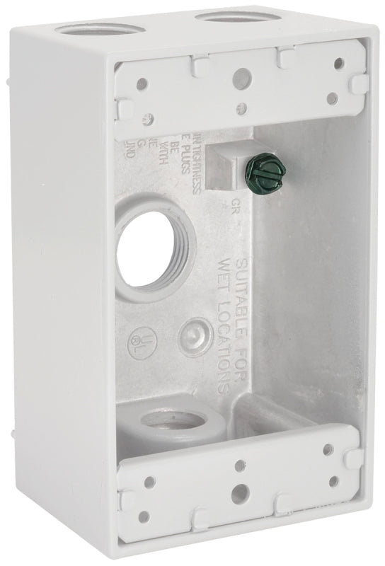 Hubbell 5321-1 Weatherproof Box, 4-Outlet, 1-Gang, Aluminum, White, Po ...