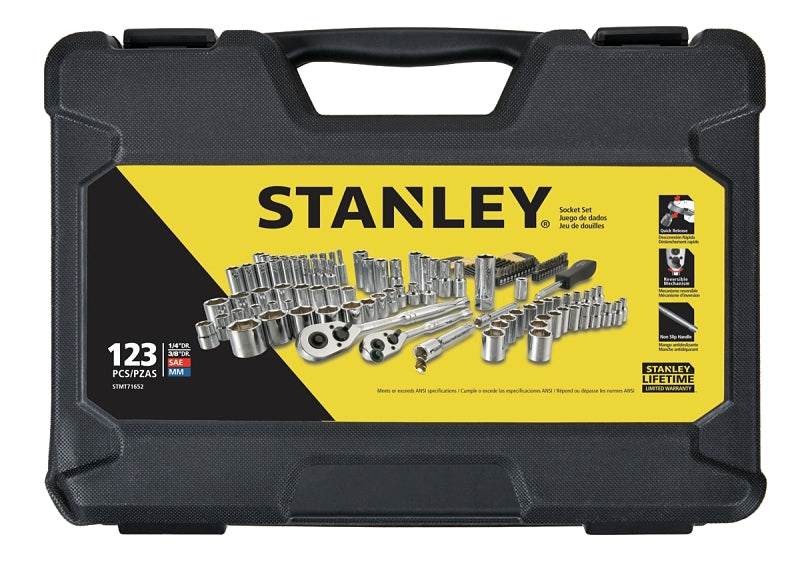 STANLEY STMT71652 Mechanics Tool Set, 123-Piece, Steel, Polished Chrom ...