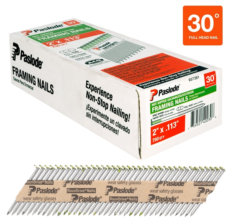 Paslode 657381 Framing Nail, 2 in L, Steel, Hot-Dipped Galvanized, Rou ...