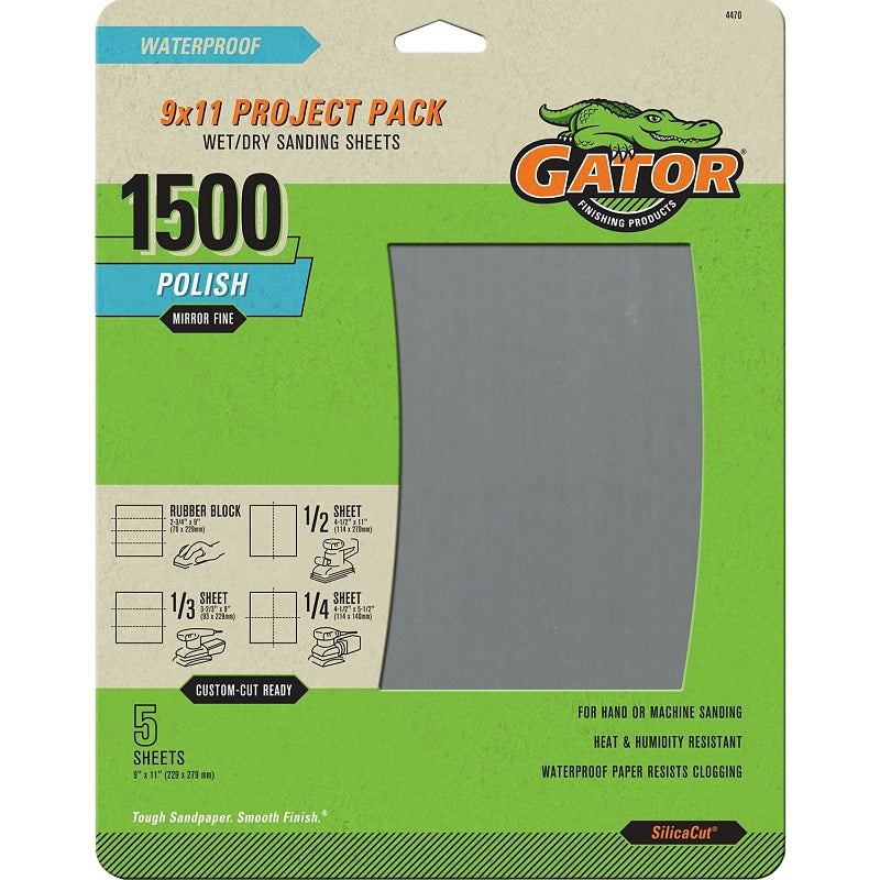 Gator SilicaCut 4470 Sanding Sheet, 11 in L, 9 in W, 1500 Grit, Fine ...