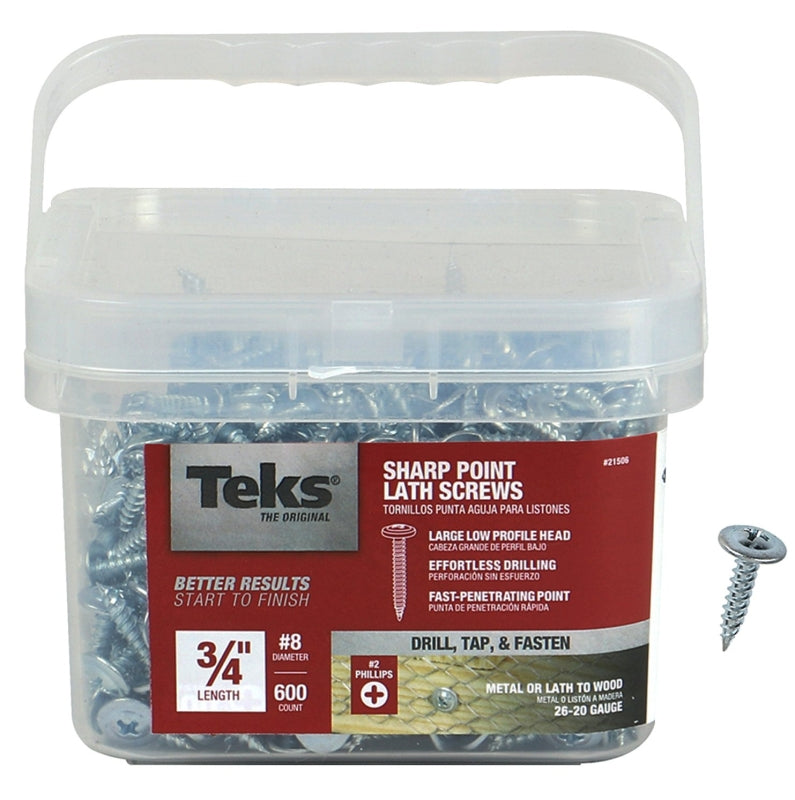 Teks 21506 Lath Screw, #8 Thread, Truss Head, Phillips Drive, Sharp Po ...