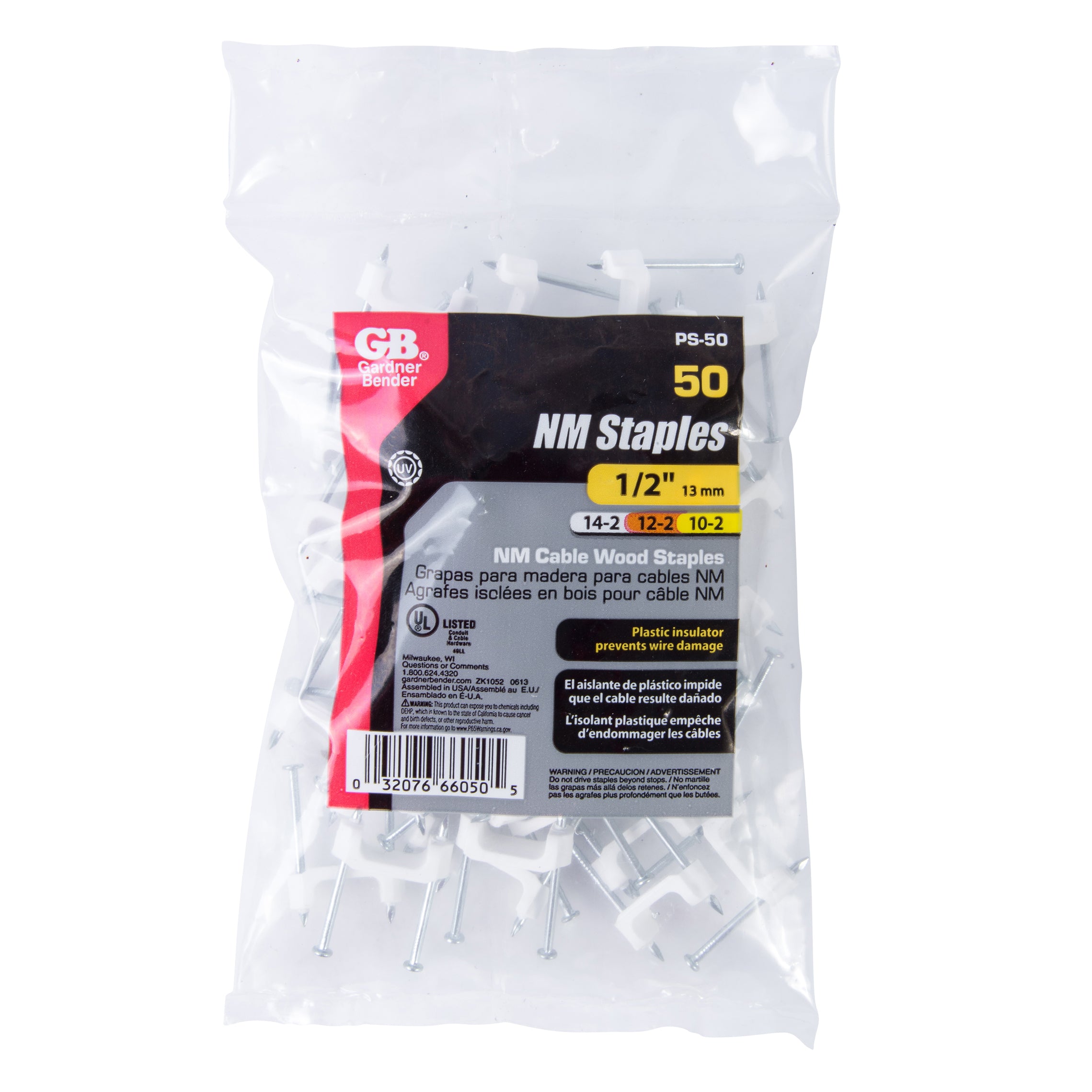 GB 1/2 in. W Zinc-plated Plastic Insulated Plastic Staple 50 bag ...