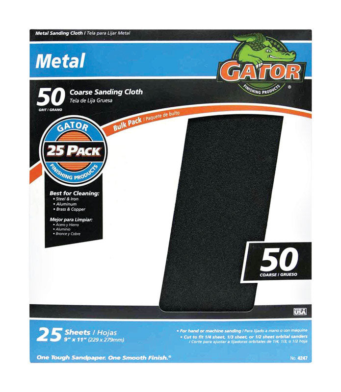 Gator Emory Cloth Sandpaper 11 in. L 50 Grit Coarse 1 pc. – Shell ...