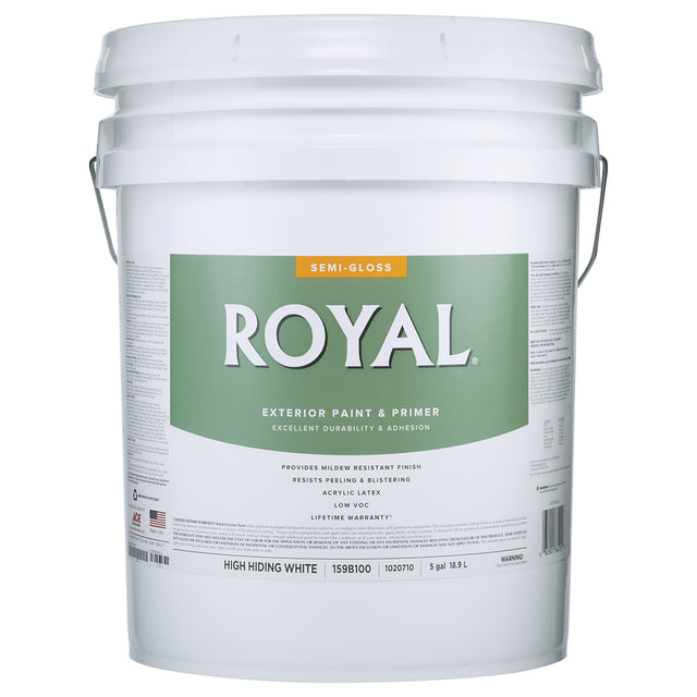 Royal Semi-Gloss High Hiding White Water-Based Paint Exterior 5 gal ...