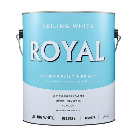 Royal Flat Ceiling White Paint & Primer Interior 1 gal, Pack of 4 ...
