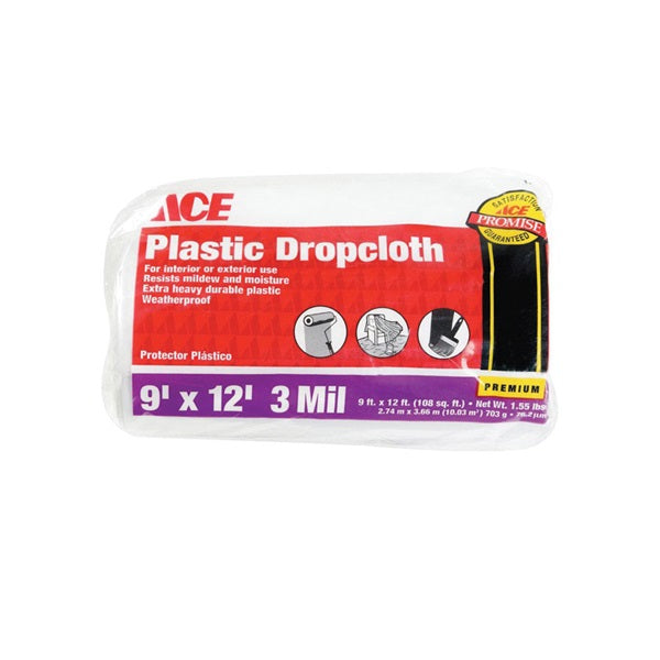 ACE Heavy Weight Plastic Drop Cloth 9 ft. W x 12 ft. L x 3 mil – Shell ...