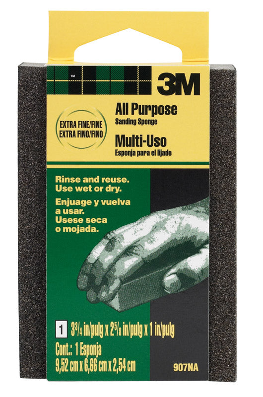 3M Aluminum Oxide Sanding Sponge 2-5/8 in. W x 3-3/4 in. L Extra Fine ...