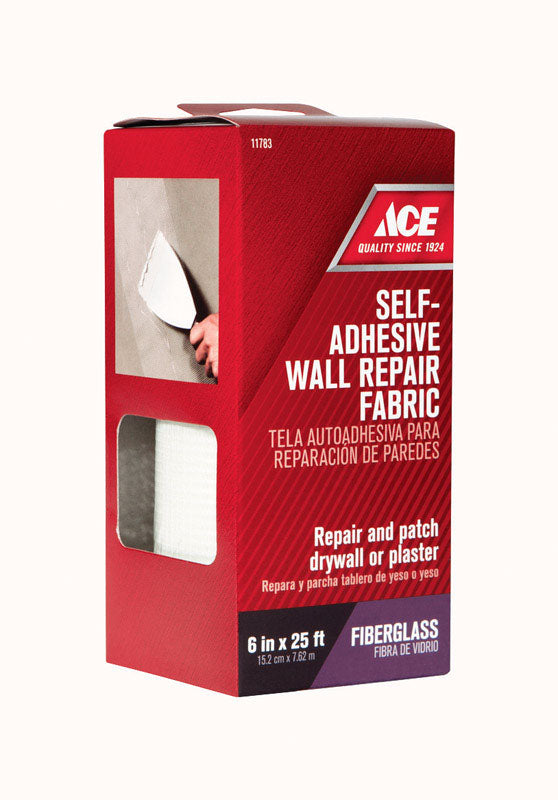 Ace 25 ft. L x 6 in. W Fiberglass Mesh Self Adhesive White Wall Repair ...