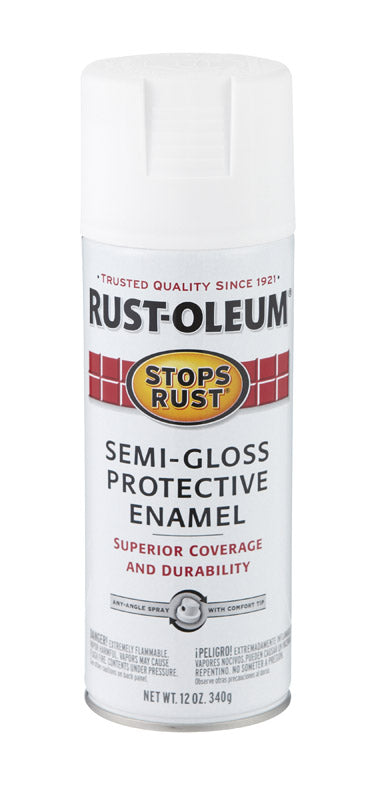 Rust-Oleum Stops Rust White Semi-Gloss Protective Enamel Spray 12 oz ...