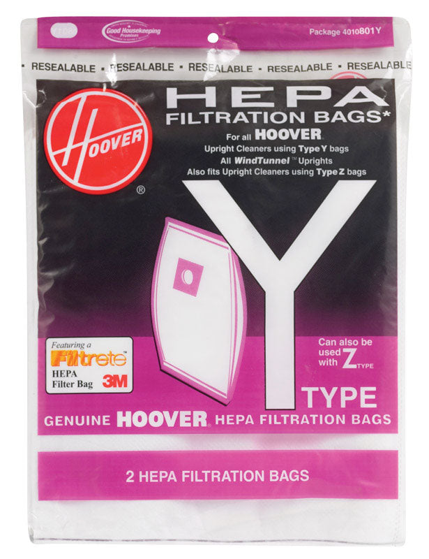 Hoover Windtunnel Vacuum Bag HEPA Type Y Fits all Hoover upright clean ...