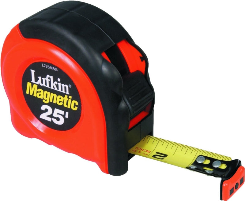Crescent Lufkin L725MAG Tape Measure, 25 ft L Blade, 1 in W Blade, Ste ...