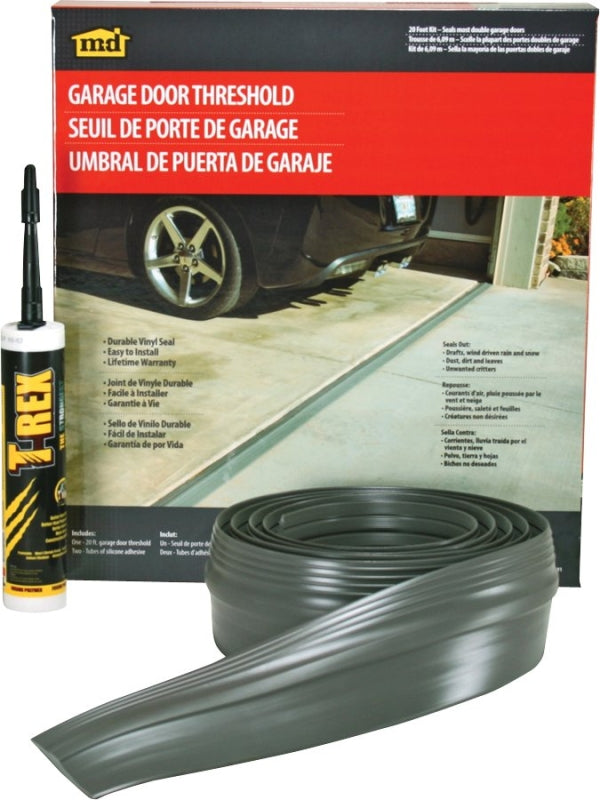 M-D 50101 Garage Door Threshold Kit, 1/2 in Thick, 20 ft L, Vinyl, Gra ...