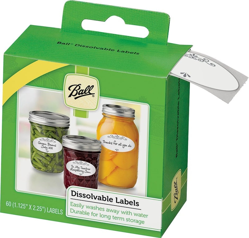 Ball 10734 Dissolvable Label, 1.6 in L, 3 in W, Black/White – Shell ...