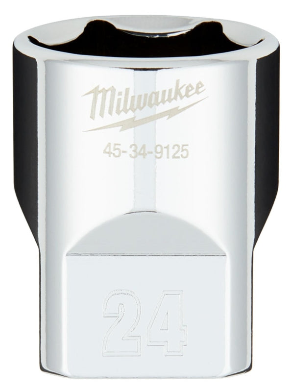 Milwaukee 45-34-9125 Socket, 24 mm Socket, 1/2 in Drive, 6-Point, Chro ...