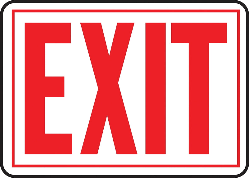 Hy-Ko SS-2W Sign, Exit, Red Legend, Aluminum, 14 in W x 9-1/4 in H Dim ...