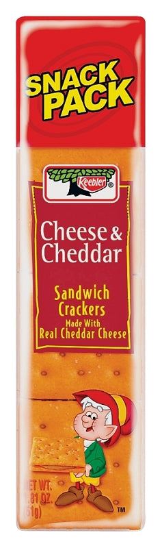 Keebler KCC12 Sandwich Crackers, Cheddar, Cheese Flavor, 1.8 oz, Pack ...