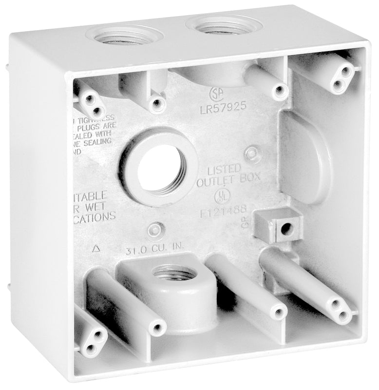 Teddico/Bwf 2504W-1 Outlet Box, 2-Gang, 4-Knockout, 4-1/2 in, Metal, W ...