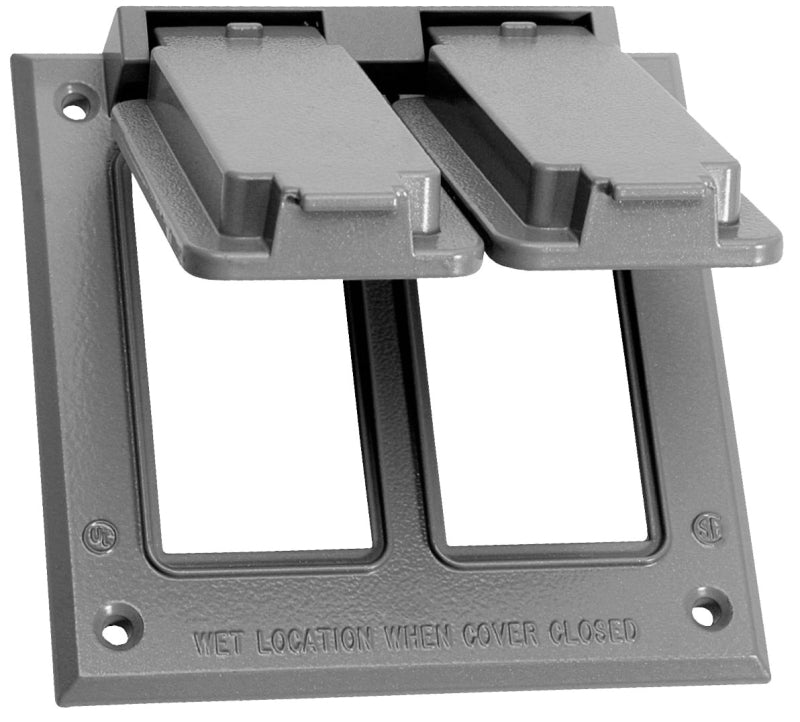 BWF FGV-2DCV Cover, 4-9/16 in L, 4-9/16 in W, Square, 2-Gang, Metal, G ...