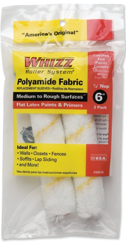 Whizz 58016 Roller Cover, 1/2 in Thick Nap, 6 in L, Polyamide Cover, 2 ...