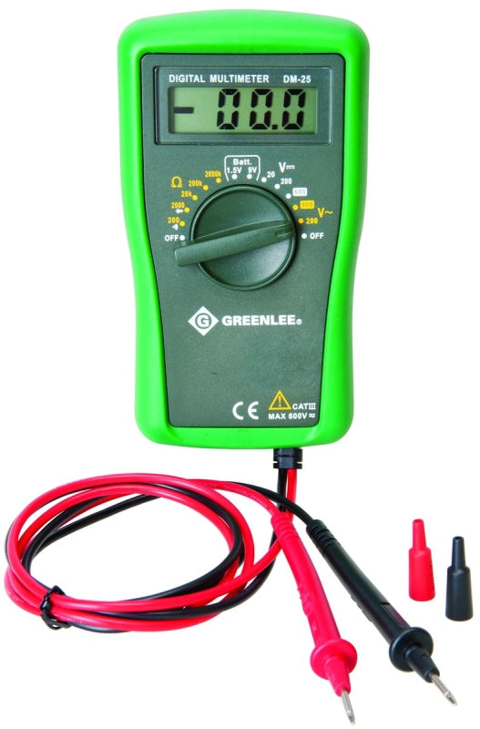 Greenlee DM-25 Multimeter, Digital Display, Functions: AC Voltage, DC ...