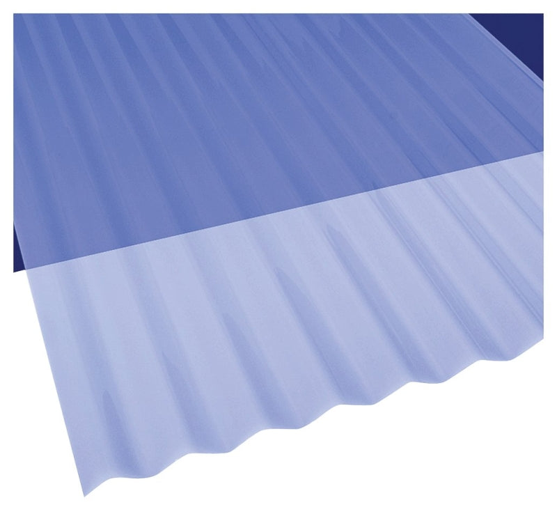 Sun N Rain 106631 Corrugated Roofing Panel, 8 ft L, 26 in W, PVC, Clea ...