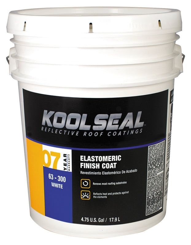 Kool Seal KS0063300-20 Elastomeric Roof Coating, White, 4.75 gal Pail ...