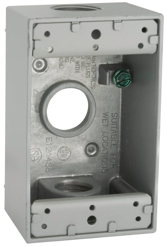 Hubbell 5324-5 Weatherproof Box, 18.3 cu-in, 3-Outlet, 1-Gang, Aluminu ...