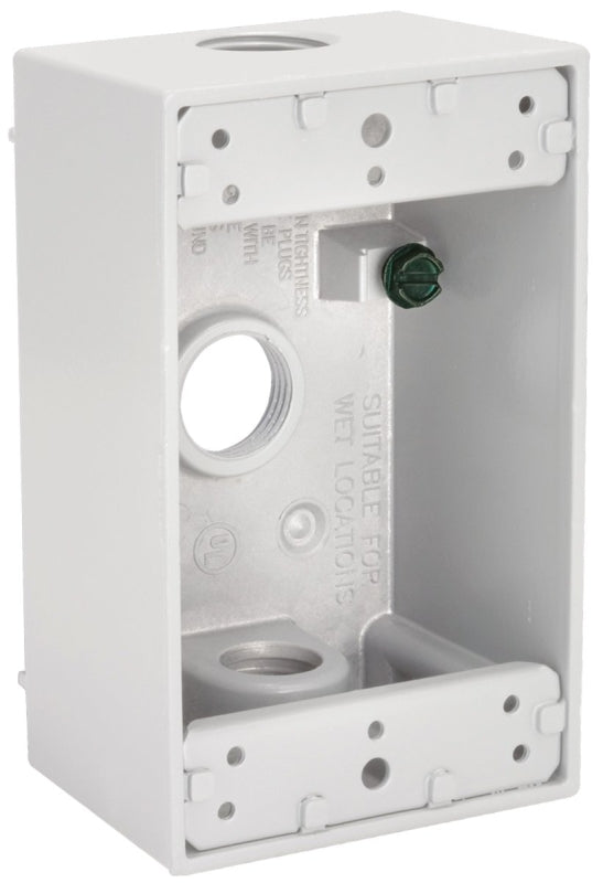 Hubbell 5320-6 Weatherproof Box, 18.3 cu-in, 3-Outlet, 1-Gang, Aluminu ...