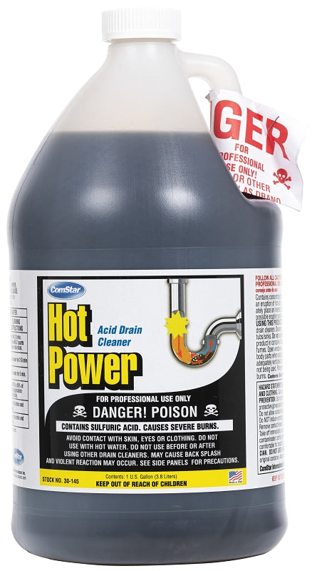 ComStar Hot Power 30-145 Drain Cleaner, Liquid, Amber, Sharp, 1 gal Bo ...