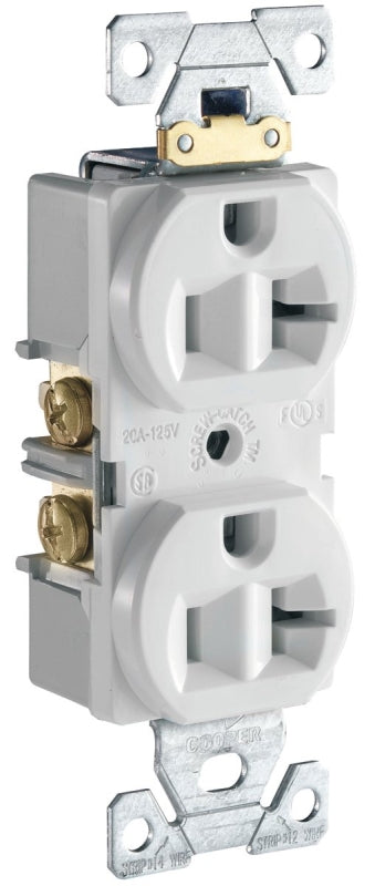 Eaton CR20W Duplex Receptacle, 2-Pole, 20 A, 125 V, Side Wiring, NEMA ...