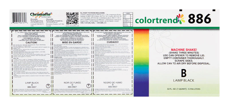ChromaFlo Colortrend Universal Machine B Lamp Black Paint Colorant 1 q ...