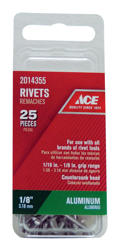 Ace 1/8 in. Dia. x 1/8 in. Aluminum Rivets 25 pk – Shell Lumber and ...