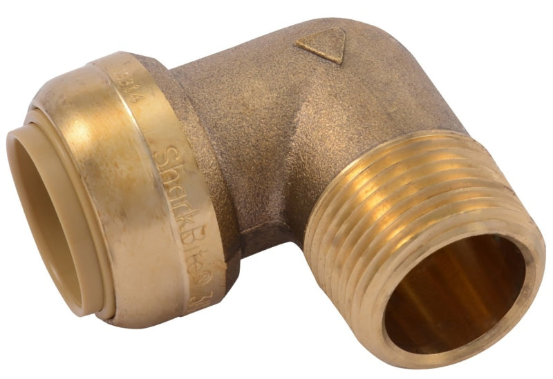 SharkBite U286LFA Pipe Elbow, 3/4 in, Push-To-Connect, 90 deg Angle, B ...
