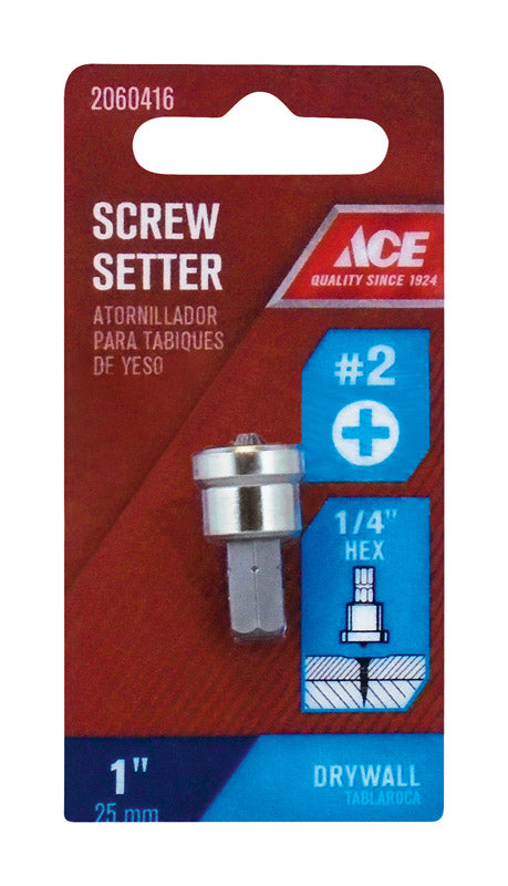 Ace #2 in. Phillips Screwdriver Bit Adapter 1/4 in. Dia. x 1/4 in. L 1 ...
