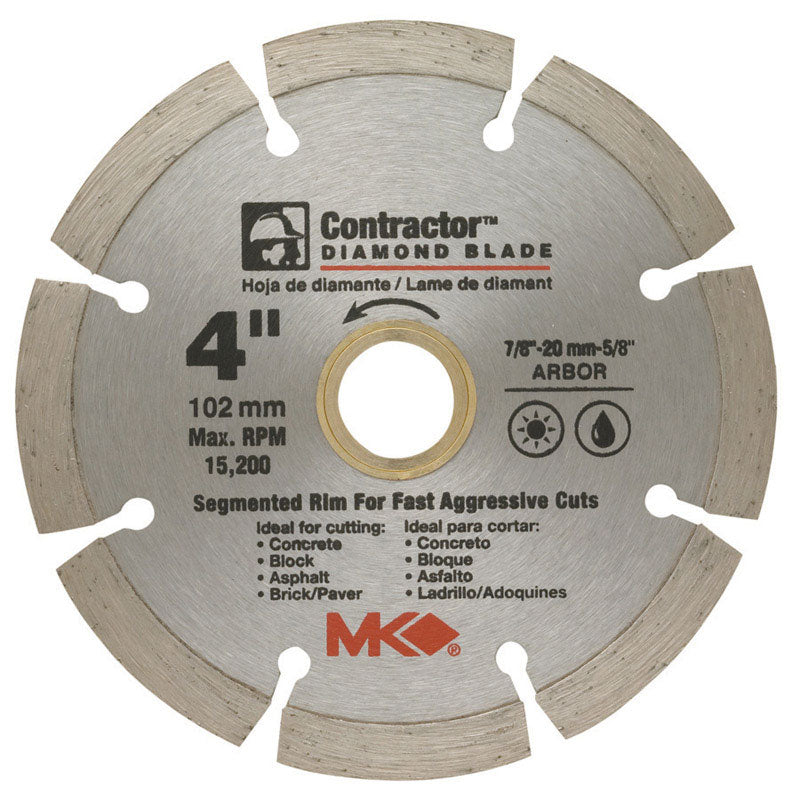 M.K. Diamond 4 in. Dia. Diamond Segmented Rim Circular Saw Blade For C ...