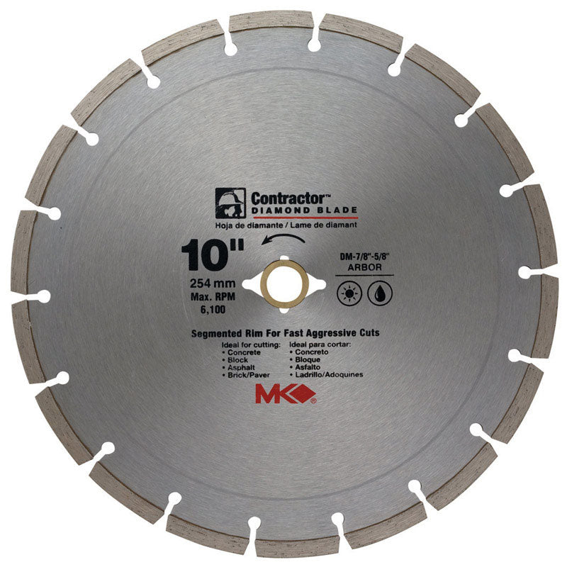 M.K. Diamond 10 in. Dia. Diamond Segmented Rim Circular Saw Blade For ...
