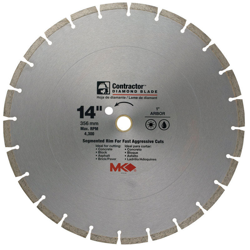 M.K. Diamond 14 in. Dia. Diamond Segmented Rim Circular Saw Blade For ...