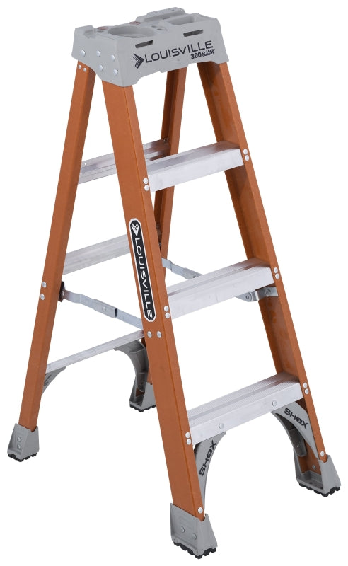 Louisville FS1504 Step Ladder, 4 ft H, Type IA Duty Rating, Fiberglass ...