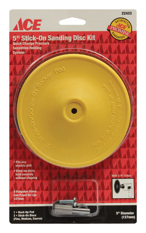 Ace 5 in. Dia. Sanding Disc Kit Assorted Adhesive 4 pc. – Shell Lumber ...